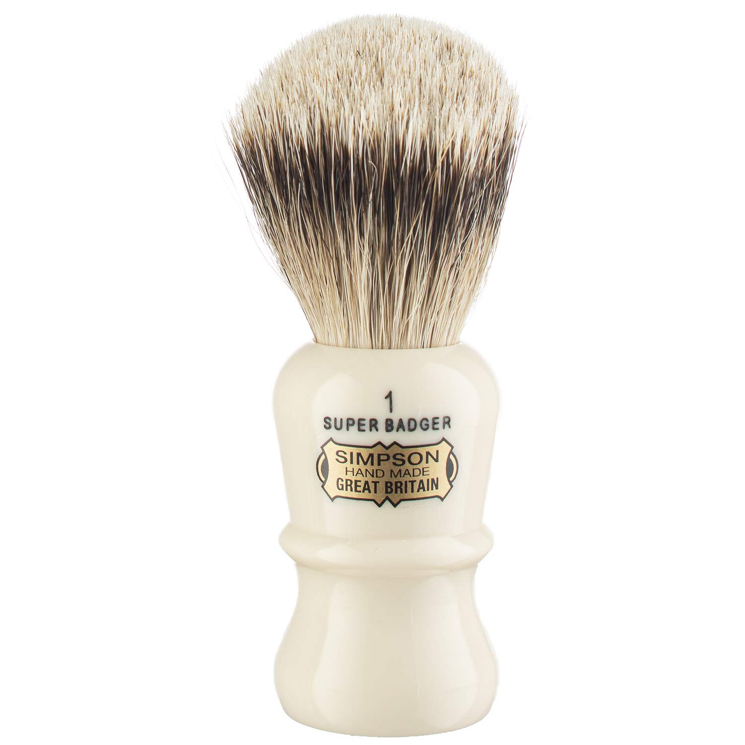 Emperor Super Badger Brush- Simpson Shaving Brushes - Faux Ivory Handle (1 Super)