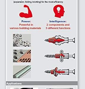 fischer DuoPower 3/16" x 1" S PH, Powerful Universal Plug with Panhead Screw, Intelligent 2-Component Technology for fastenings in Concrete, Bricks, Gypsum plasterboard, 50 Plugs & 50 Screws