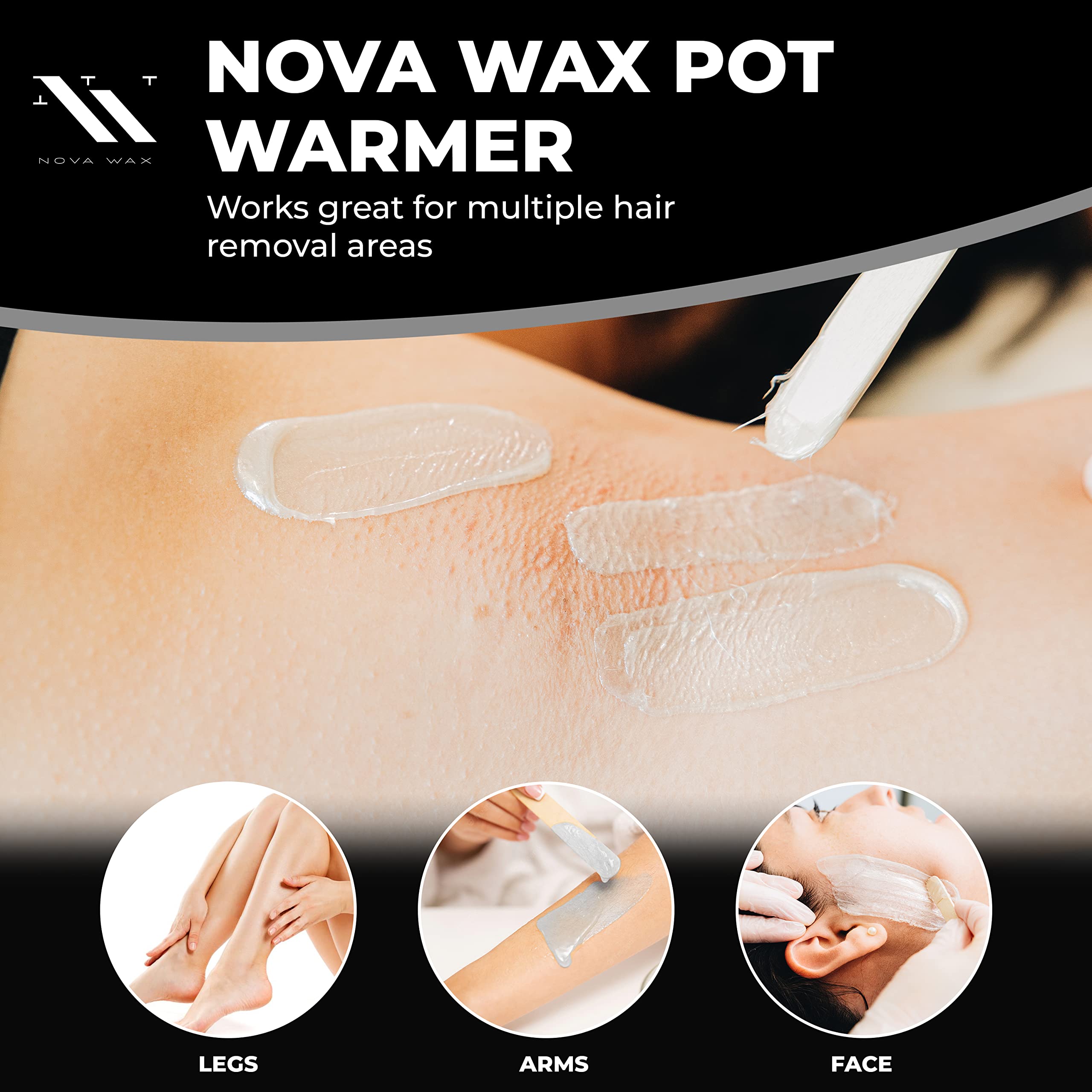 Nova Wax Pot Warmer Professional for hair removal, 1lb Hard Wax Capacity (120volt US plug) - Esthetician Supplies for Salon