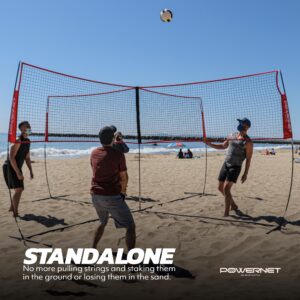 PowerNet Four Square Volleyball Net | Fun New Game | Play at The Park or Beach | 2 Versions (Standalone Four Square)