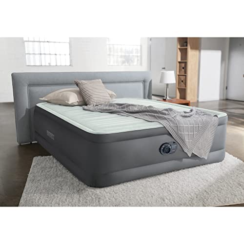 Intex PremAire I Fiber-Tech Elevated Dura Beam Technology Home Air Mattress Bed with Electric Built-in Pump, Twin