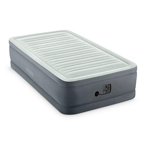 Intex PremAire I Fiber-Tech Elevated Dura Beam Technology Home Air Mattress Bed with Electric Built-in Pump, Twin