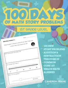 100 days of addition & subtraction story problems worksheets | numbers 0-20 | grades 1-2 | no preparation packet | common core math standards aligned | classroom, distance learning, homeschool