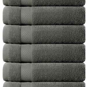 Oakias 6 Pack Small Cotton Towels Grey – 22 x 44 Inches 500 GSM – Hotel, Pool & Gym Towels – Highly Absorbent