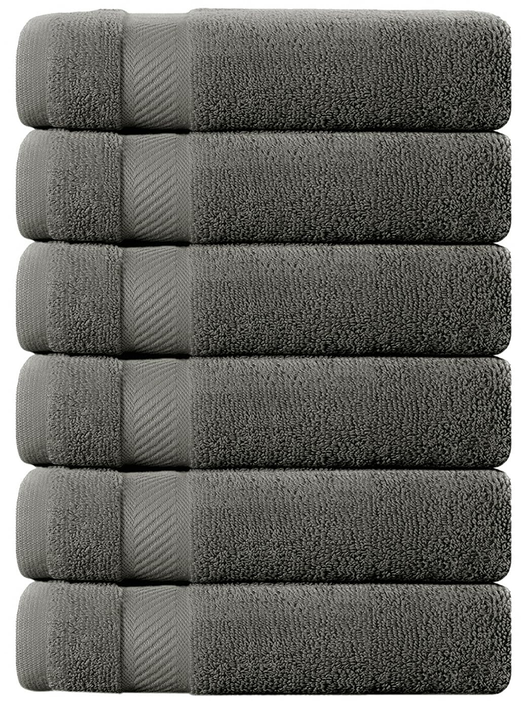 Oakias 6 Pack Small Cotton Towels Grey – 22 x 44 Inches 500 GSM – Hotel, Pool & Gym Towels – Highly Absorbent