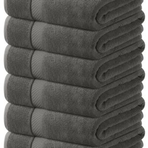 Oakias 6 Pack Small Cotton Towels Grey – 22 x 44 Inches 500 GSM – Hotel, Pool & Gym Towels – Highly Absorbent