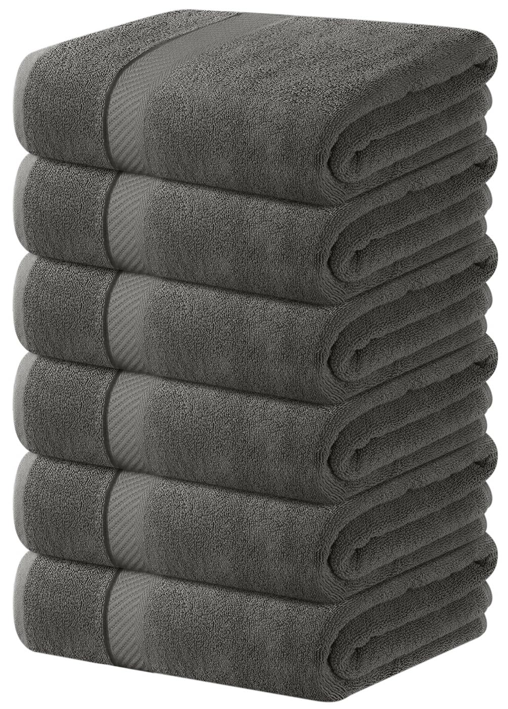 Oakias 6 Pack Small Cotton Towels Grey – 22 x 44 Inches 500 GSM – Hotel, Pool & Gym Towels – Highly Absorbent