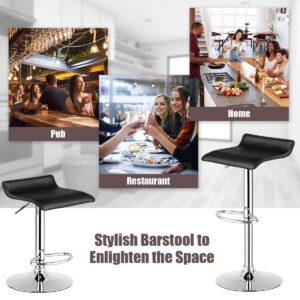 COSTWAY Bar Stools Set of 4, Modern Swivel Contemporary barstools with Adjustable Height, Footrests, Chrome Hydraulic PU Leather Backless Bar Chairs for Kitchen Island Cafe Pub, Black