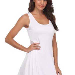 Saadiya Sport Dresses for Women, Sleeveless Tennis Dresses Girl's Sportwear Workout Mesh Dress White