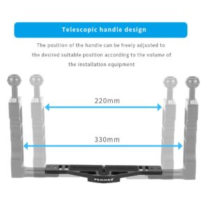 FEICHAO BQSZJ-3-B CNC Diving Handle Tray Upgraded Base Bracket Dual Handheld Hand Grip Rig Compatible for Action DSLR Camera Video Waterproof Case (Black)