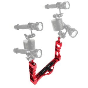 FEICHAO BQSZJ-3-B CNC Diving Handle Tray Upgraded Base Bracket Dual Handheld Hand Grip Rig Compatible for Action DSLR Camera Video Waterproof Case (Red)