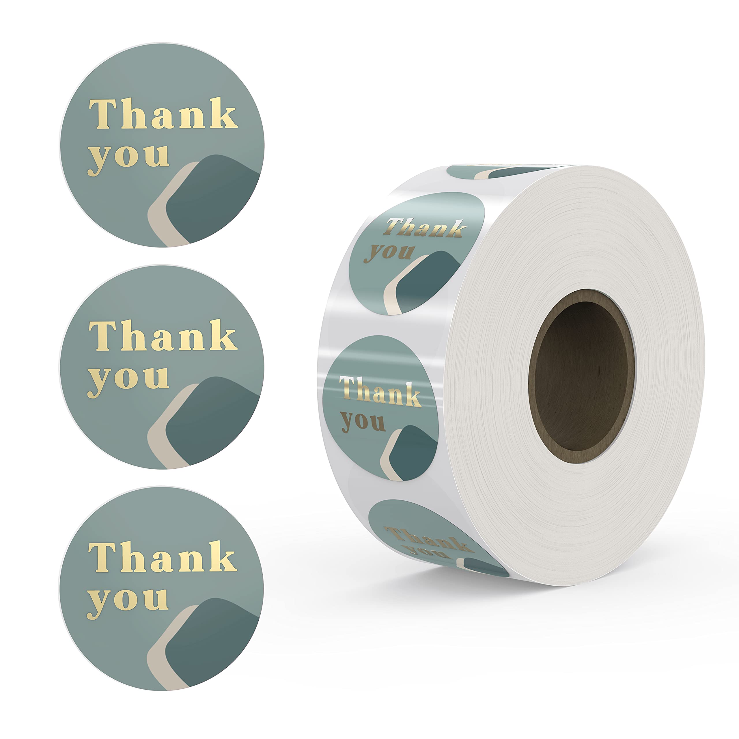 Rileys Thank You Stickers Roll | 500-Count, Gold Foil - Envelope Seals for Small Business, Bubble Mailers, Baby Shower, Wedding, Gift Cards, Graduation (Sage Green)