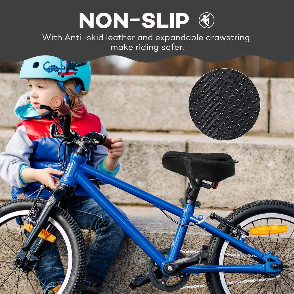 ANZOME Kids Gel Bike Seat Cushion Cover for Boys & Girls Bicycle Seats, 9"x6" Memory Foam Child Bike Seat Cover Extra Soft Small Bicycle Saddle Pad with Water & Dust Resistant Cover