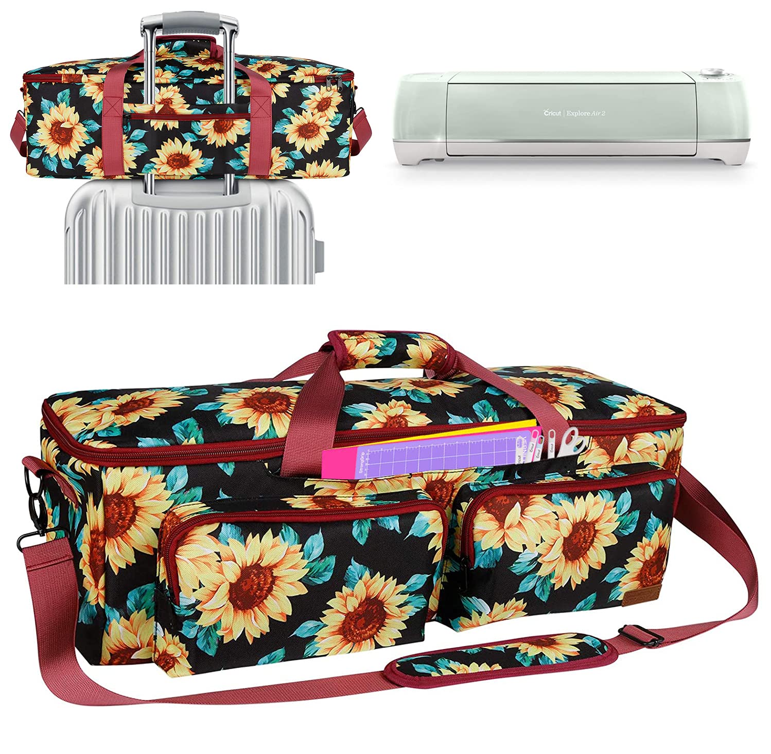 Natur@cho Carrying Case Bag Compatible for Explore Air 2, Cricut Maker, DIY Cutting Machine Storage Bag, Silhouette Cameo 3 and 4, Scrapbooking Die-cut Machine Travel Organizer Accessories