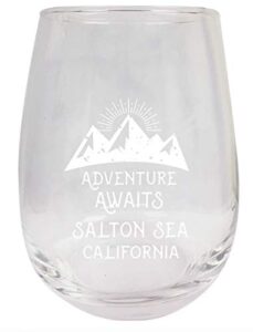 r and r imports salton sea california souvenir 15 oz laser engraved stemless wine glass adventure awaits design 2-pack