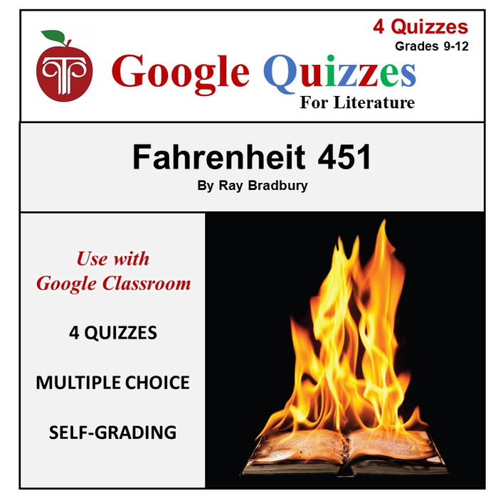 Google Forms Novel Study Quizzes For Fahrenheit 451 | Self-Grading Multiple Choice Chapter Questions & Quizzes for Google Classroom