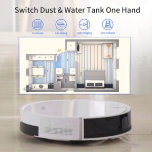 ISWEEP X5 Robot Vacuum and Mop Cleaner,Robotic Vacuum for Pet Hair,High Frequency Vibration Water Tank,2000Pa Max Suction,App,Self-Charging.