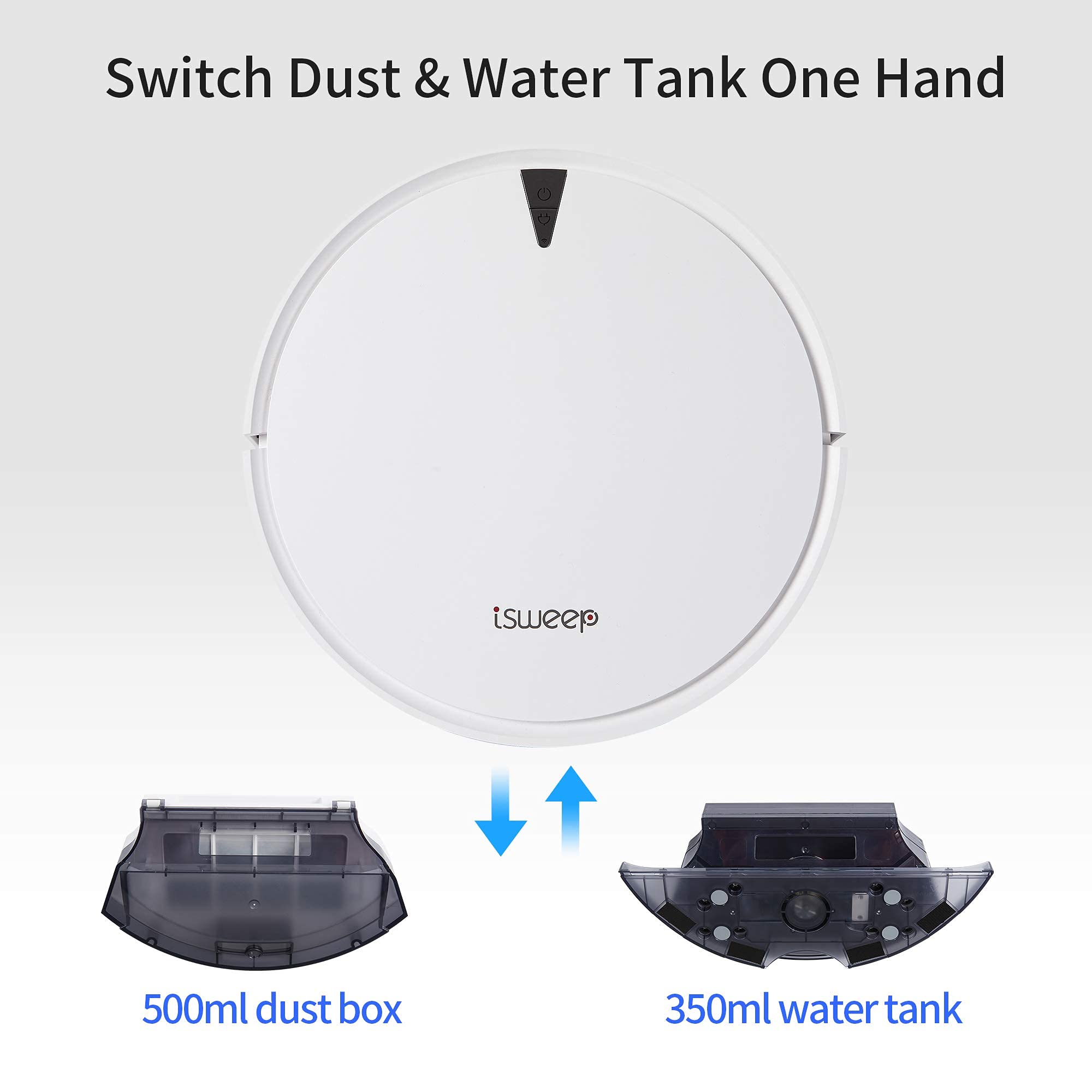 ISWEEP X5 Robot Vacuum and Mop Cleaner,Robotic Vacuum for Pet Hair,High Frequency Vibration Water Tank,2000Pa Max Suction,App,Self-Charging.