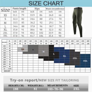 BUYJYA 3 Pack Men's Compression Pants Running Tights Workout Leggings Athletic Cool Dry Yoga Gym Clothes (Blue-Army Green-Black, L)