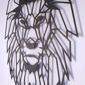 SOFT ART HOME Modern Wall Art Lion Head, Geometric Metal Wall Decor Size 20”Hx16”W for Home, Office and Living Room, Africa Themed House Warming Gift