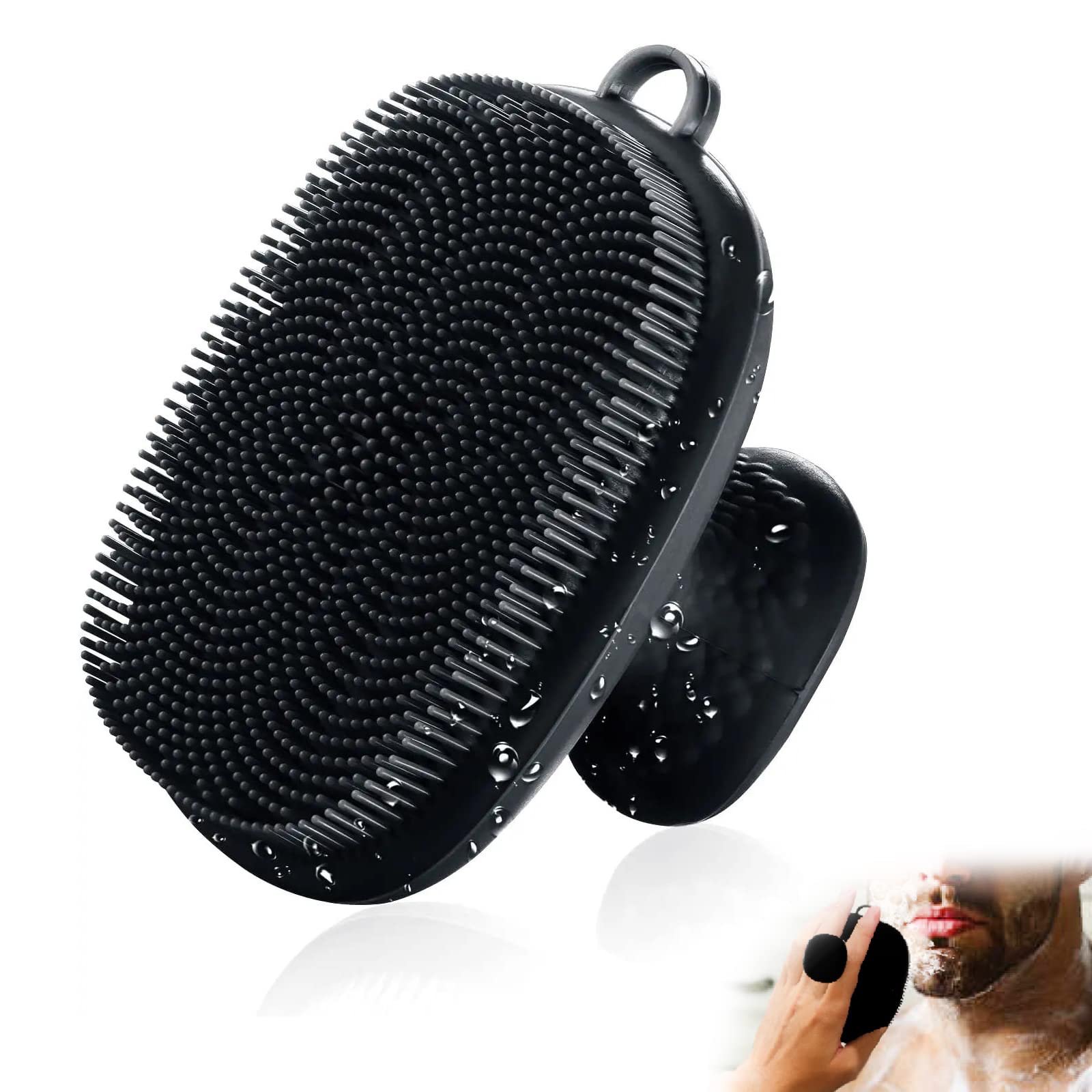 Face Scrubber，Silicone Face Scrubber for Men, Facial Cleansing Brush Silicone Face Wash Brush Manual Waterproof Cleansing Skin Care Face Brushes for Cleansing and Exfoliating (Black)