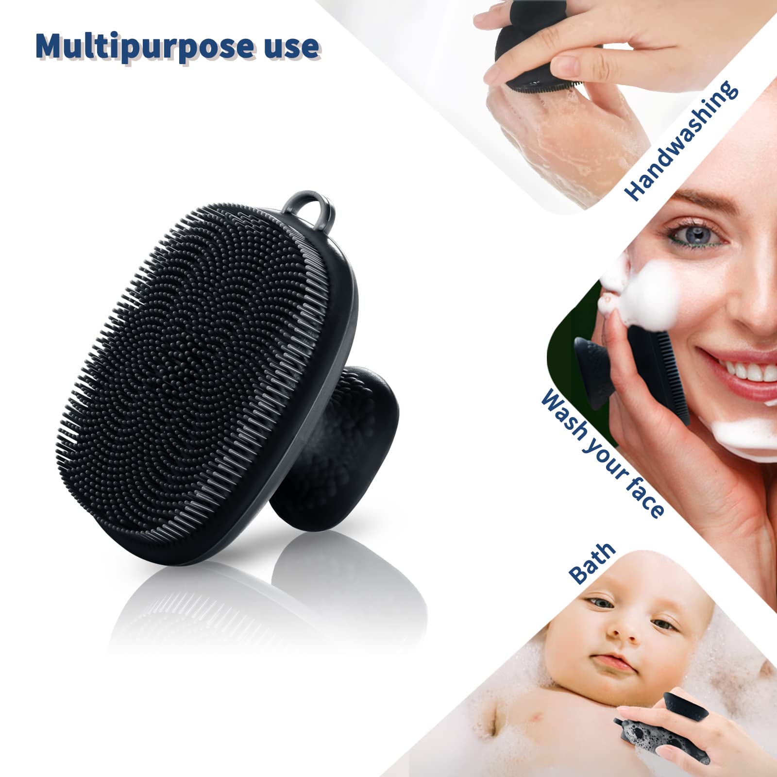 Face Scrubber，Silicone Face Scrubber for Men, Facial Cleansing Brush Silicone Face Wash Brush Manual Waterproof Cleansing Skin Care Face Brushes for Cleansing and Exfoliating (Black)