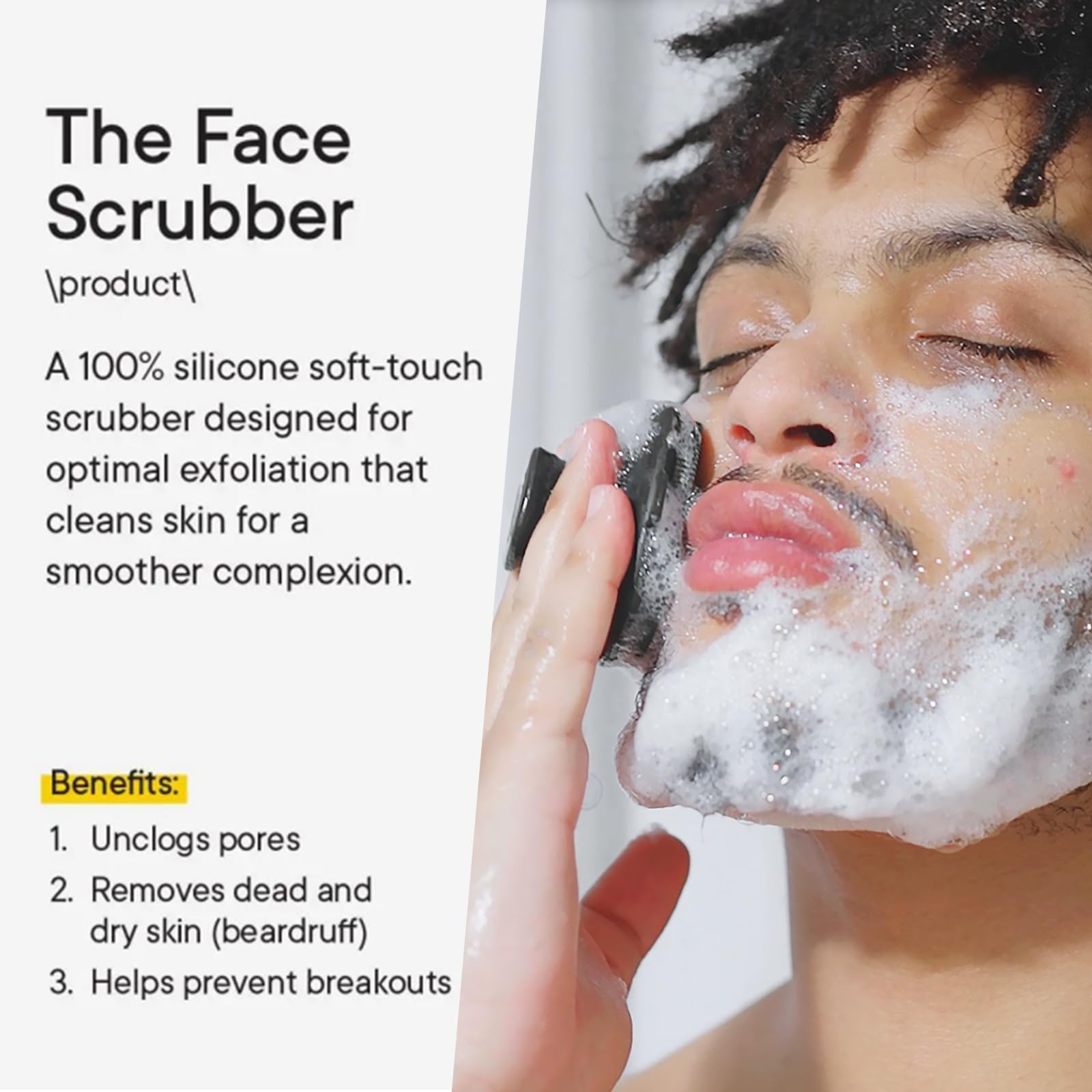 Face Scrubber，Silicone Face Scrubber for Men, Facial Cleansing Brush Silicone Face Wash Brush Manual Waterproof Cleansing Skin Care Face Brushes for Cleansing and Exfoliating (Black)