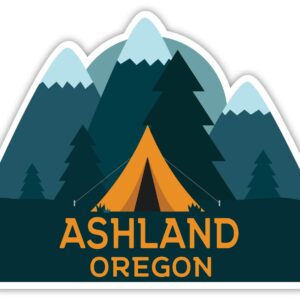 Ashland Oregon Souvenir 4 Inch Vinyl Decal Sticker Camping Tent Design