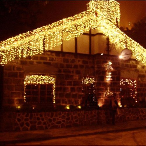 Ysdeal 400 LED Icicle Christmas Lights Outdoor, 32 Feet 50 Drops 8 Modes Window Curtain String Light Wedding Party Home Garden Bedroom Outdoor Indoor Wall Decorations (Worm White)