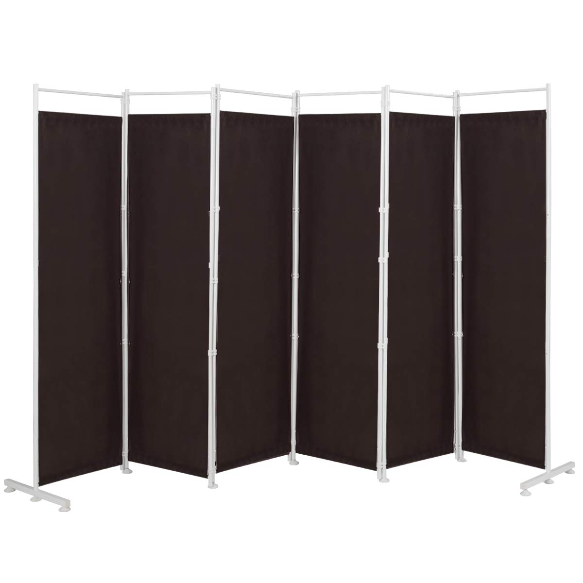 Giantex 6 Panel Room Divider, 6 Ft Folding Screen for Privacy with Steel Support Base, Lightweight Portable Room Dividers and Folding Privacy Screens, Brown