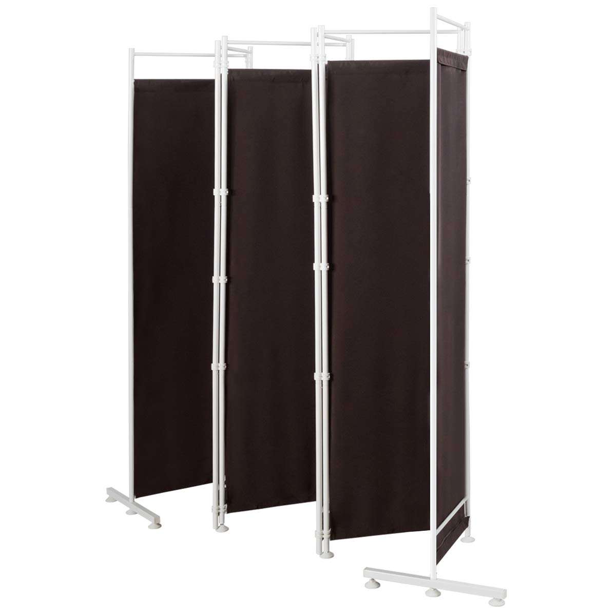 Giantex 6 Panel Room Divider, 6 Ft Folding Screen for Privacy with Steel Support Base, Lightweight Portable Room Dividers and Folding Privacy Screens, Brown