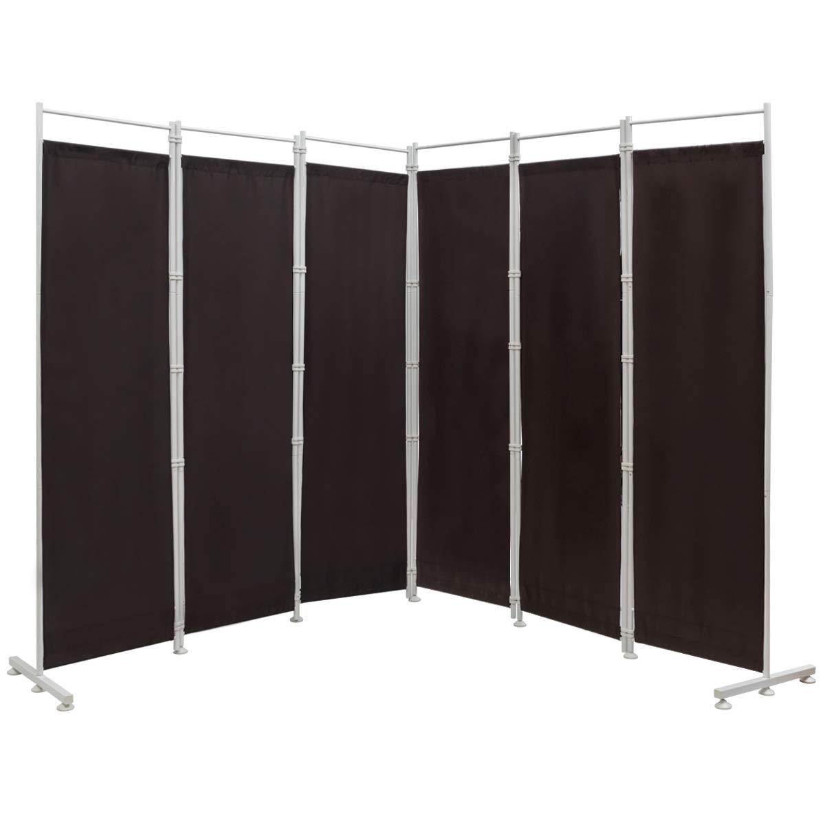 Giantex 6 Panel Room Divider, 6 Ft Folding Screen for Privacy with Steel Support Base, Lightweight Portable Room Dividers and Folding Privacy Screens, Brown