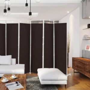 Giantex 6 Panel Room Divider, 6 Ft Folding Screen for Privacy with Steel Support Base, Lightweight Portable Room Dividers and Folding Privacy Screens, Brown