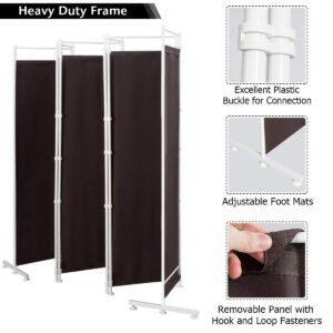 Giantex 6 Panel Room Divider, 6 Ft Folding Screen for Privacy with Steel Support Base, Lightweight Portable Room Dividers and Folding Privacy Screens, Brown