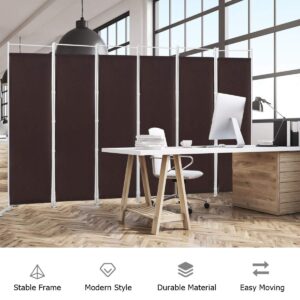 Giantex 6 Panel Room Divider, 6 Ft Folding Screen for Privacy with Steel Support Base, Lightweight Portable Room Dividers and Folding Privacy Screens, Brown