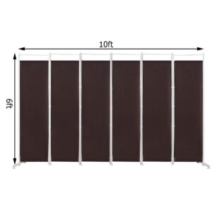 Giantex 6 Panel Room Divider, 6 Ft Folding Screen for Privacy with Steel Support Base, Lightweight Portable Room Dividers and Folding Privacy Screens, Brown