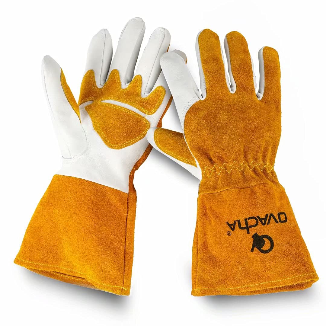 Ovacha Men Women Forge Welding Gloves Safety Extra Long Sleeve Heat Resistant Cowhide Gloves Powerful Welding Accessories