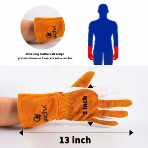 Ovacha Men Women Forge Welding Gloves Safety Extra Long Sleeve Heat Resistant Cowhide Gloves Powerful Welding Accessories