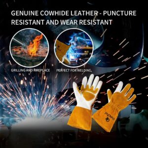 Ovacha Men Women Forge Welding Gloves Safety Extra Long Sleeve Heat Resistant Cowhide Gloves Powerful Welding Accessories