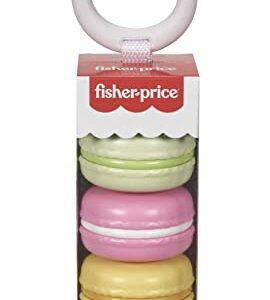 Fisher-Price Baby Pretend Food Baby Rattle My First Macaron Take-Along Sensory Toy for Newborns in Gift Ready Package