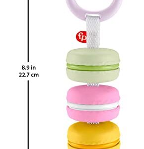 Fisher-Price Baby Pretend Food Baby Rattle My First Macaron Take-Along Sensory Toy for Newborns in Gift Ready Package