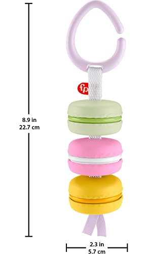 Fisher-Price Baby Pretend Food Baby Rattle My First Macaron Take-Along Sensory Toy for Newborns in Gift Ready Package