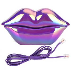 chenjieus lips landline telephone, purple lips telephone electroplate desktop landline phone, cute lip shape telephone for home office,lips phone