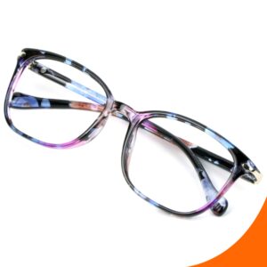 visionglobal anti-fog blue light blocking glasses for women, anti eyestrain, computer reading, tv glasses, stylish square frame, anti glare (pink, no magnification)