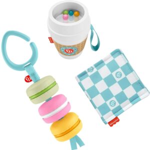 fisher-price baby bakery treats gift set, 3 food-themed baby toys and teether for infants ages 3 months and up