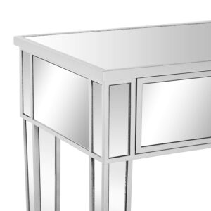 VINGLI Mirrored Vanity Desk with 2 Drawers, Modern Console Table/Sofa Table/Makeup Table (Silver, 41'' x 14'' x 30'')