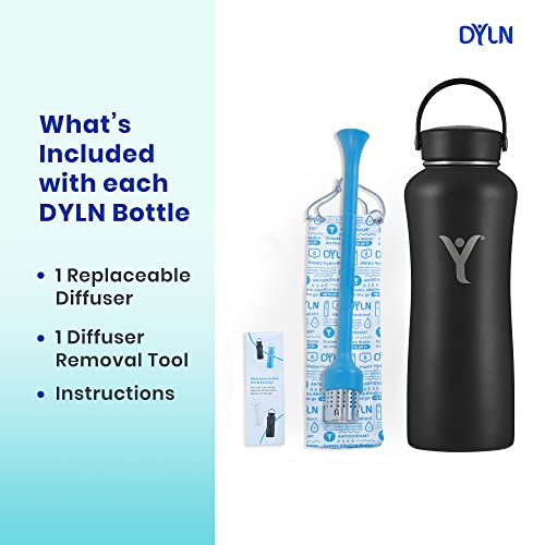 DYLN 40 oz Alkaline Water Bottle | Creates Premium Water up to 9+ pH | Keeps Cold for 24 Hours | Vacuum Insulated 316 Stainless Steel | Wide Mouth Cap | Black, 40 oz (1.2 L)