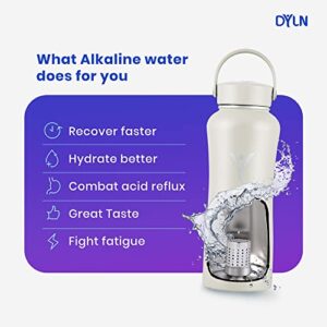 DYLN 40 oz Alkaline Water Bottle | Creates Premium Water up to 9+ pH | Keeps Cold for 24 Hours | Vacuum Insulated 316 Stainless Steel | Wide Mouth Cap | Black, 40 oz (1.2 L)