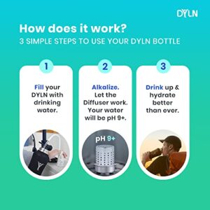 DYLN 40 oz Alkaline Water Bottle | Creates Premium Water up to 9+ pH | Keeps Cold for 24 Hours | Vacuum Insulated 316 Stainless Steel | Wide Mouth Cap | Black, 40 oz (1.2 L)