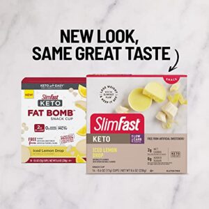 SlimFast Low Carb Snacks, Keto Friendly for Weight Loss with 0g Added Sugar & 4g Fiber, Iced Lemon Drop Cup, 14 Count Box (Packaging May Vary)